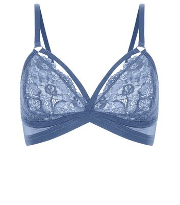 Blue Mesh Caged Crossover Bralet | New Look