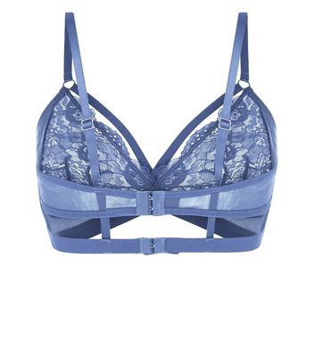 Blue Mesh Caged Crossover Bralet | New Look