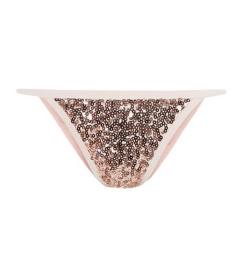 Pink Sequin Bikini Bottoms | New Look