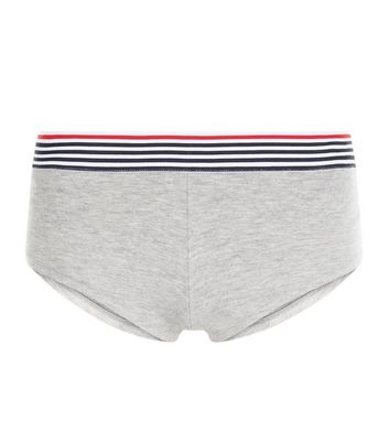 Grey Stripe Hem Short Briefs | New Look