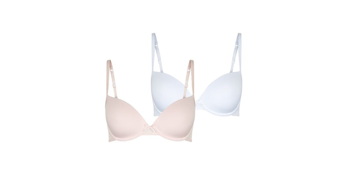 Girls 2 Pack Pale Pink and White Underwired Bras | New Look