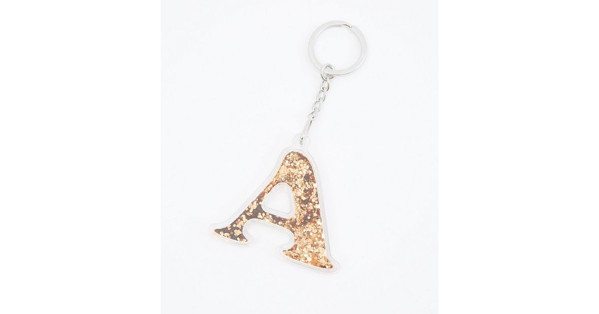 Rose Gold 'A' Initial Keyring | New Look