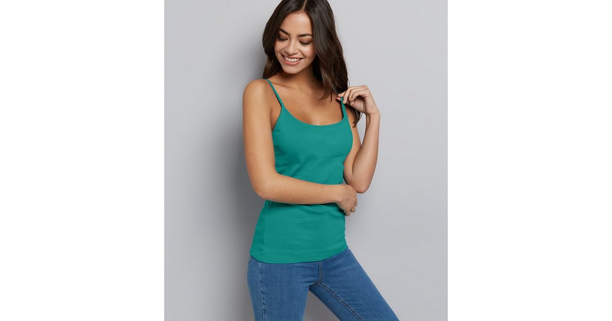 Turquoise Blue Shoestring Strap Cami Top | New Look
