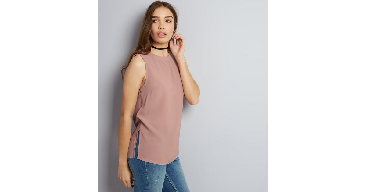 Mid Pink D Ring Shoulder Sleeveless Top | New Look