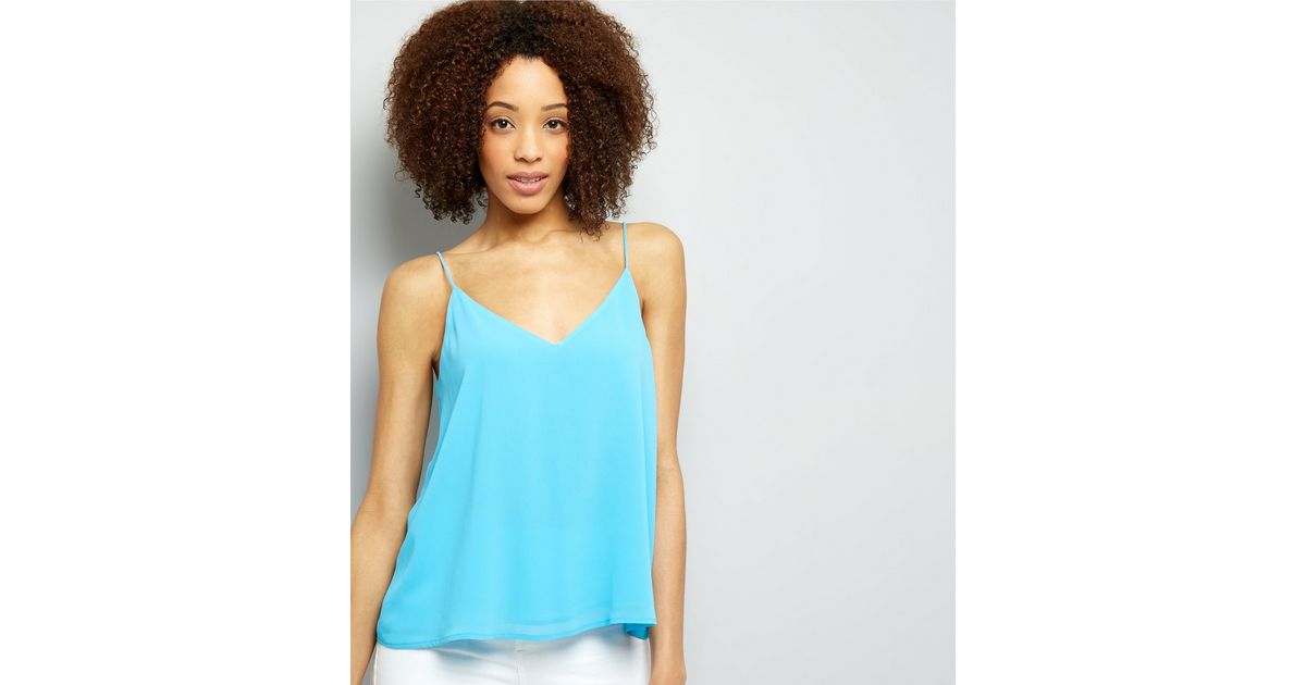 Turquoise Lace Up Back Cami Top | New Look