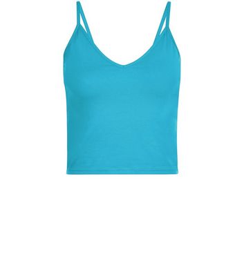 Turquoise V Neck Cropped Cami Top | New Look