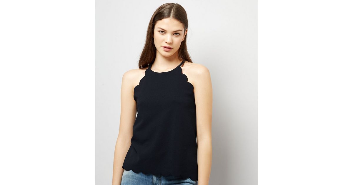 Black Scallop Hem Cami | New Look