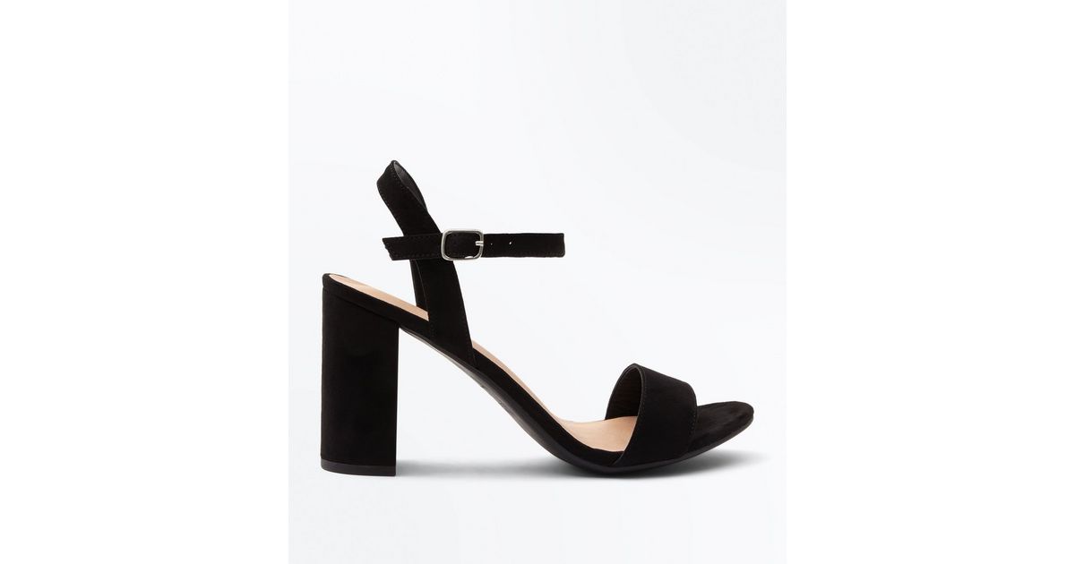 Black Suedette Block Heel Sandals | New Look
