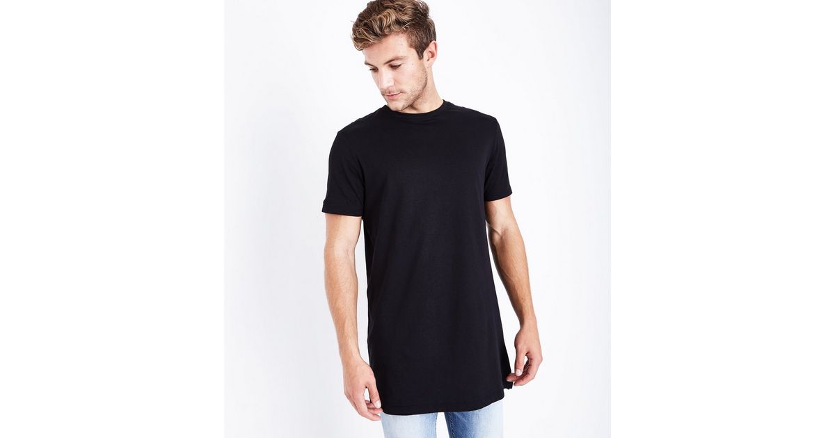 Black Longline T-Shirt | New Look