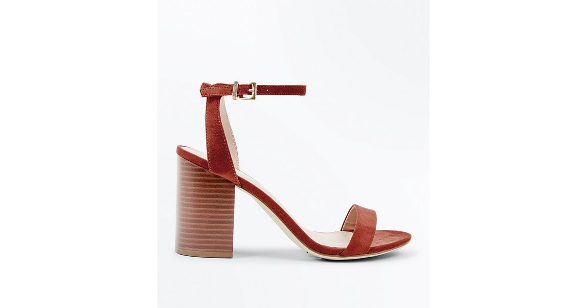 Rust Suedette Wooden Block Heels | New Look