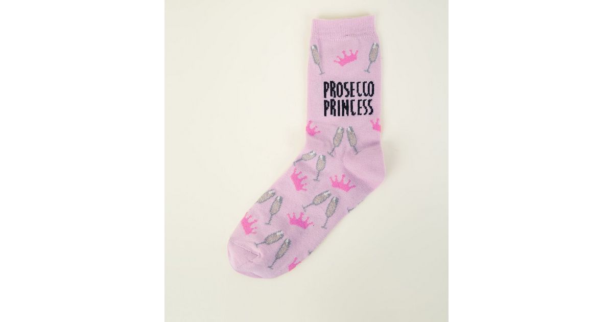 Mid Pink Prosecco Princess Glitter Socks | New Look