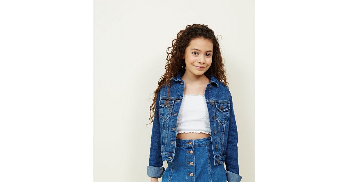 Girls White Shirred Bandeau Top New Look