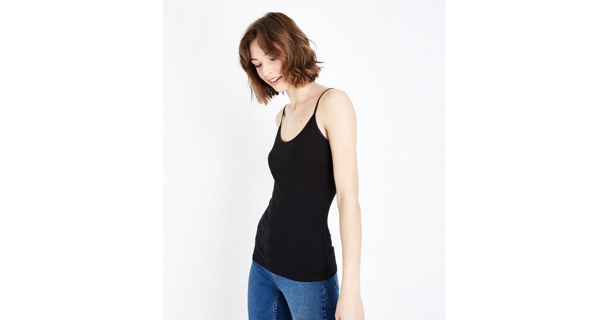 Black Shoestring Strap Cami | New Look