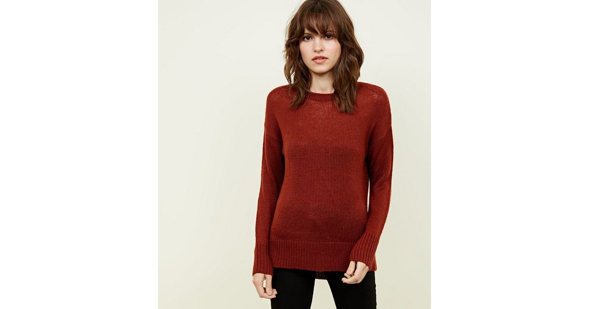 Rust Curved Hem Jumper | New Look