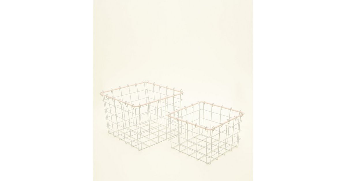 White Wire Grid Storage Boxes | New Look