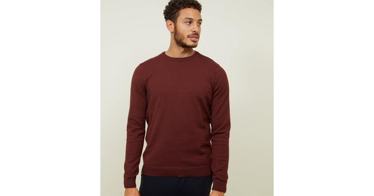 Dark Red Crew Neck Jumper | New Look