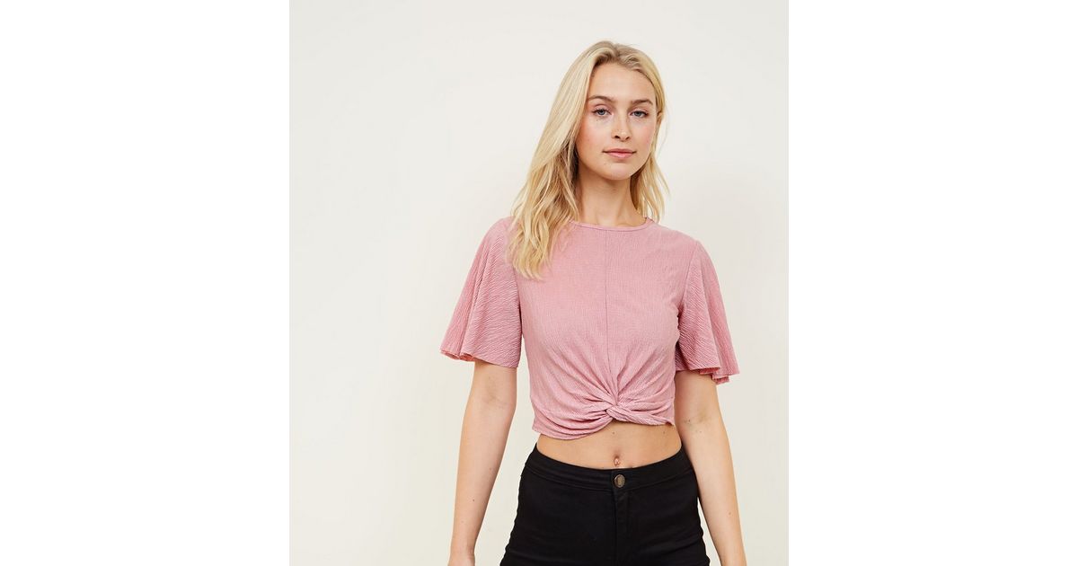 Pink Knot Front Crepe Crop Top | New Look