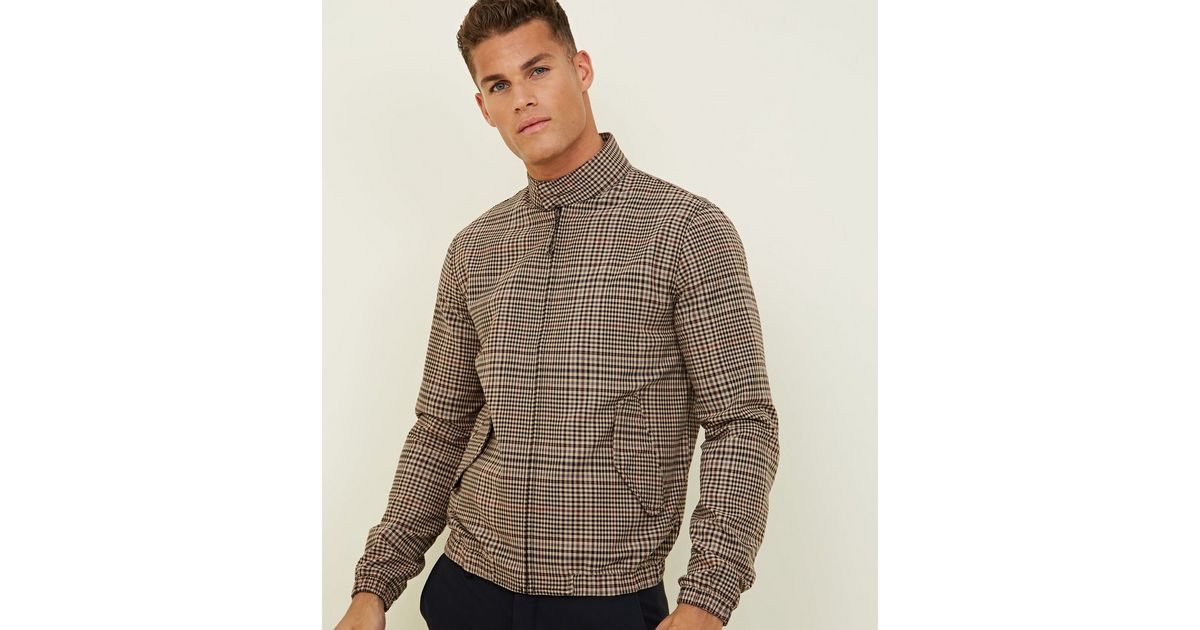 Brown Check Harrington Jacket | New Look