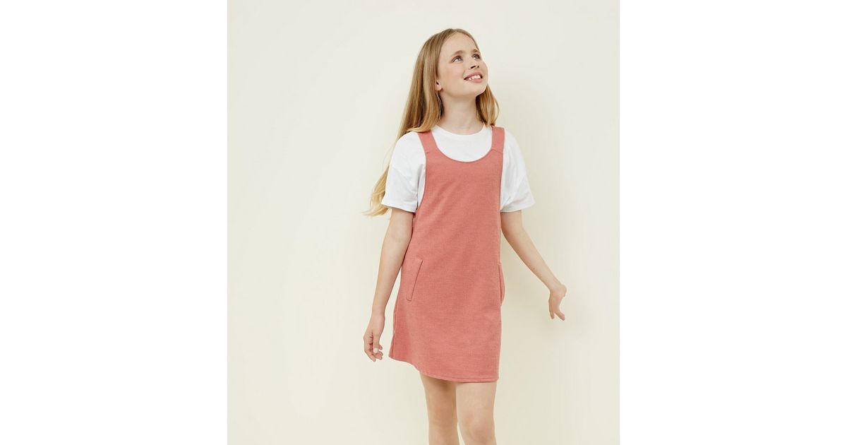 Girls Mid Pink Pinafore Dress | New Look