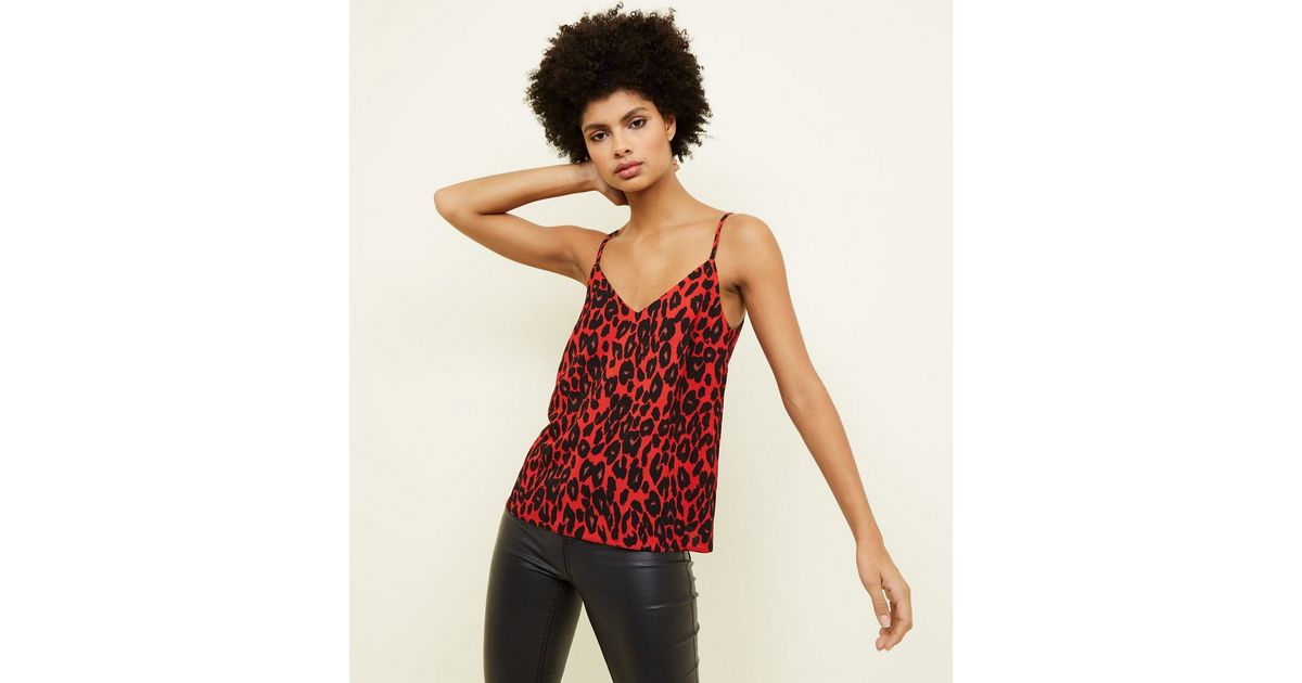 Red Leopard Print Cami Top | New Look