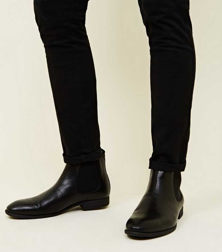 Black Leather-Look Chelsea Boots | New Look