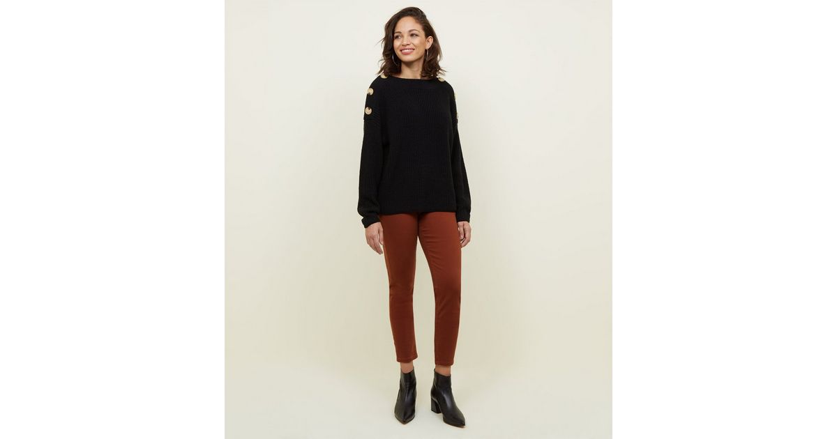 Jean Skinny Jenna Rouge Brique Clair Serré Aux Chevilles New Look