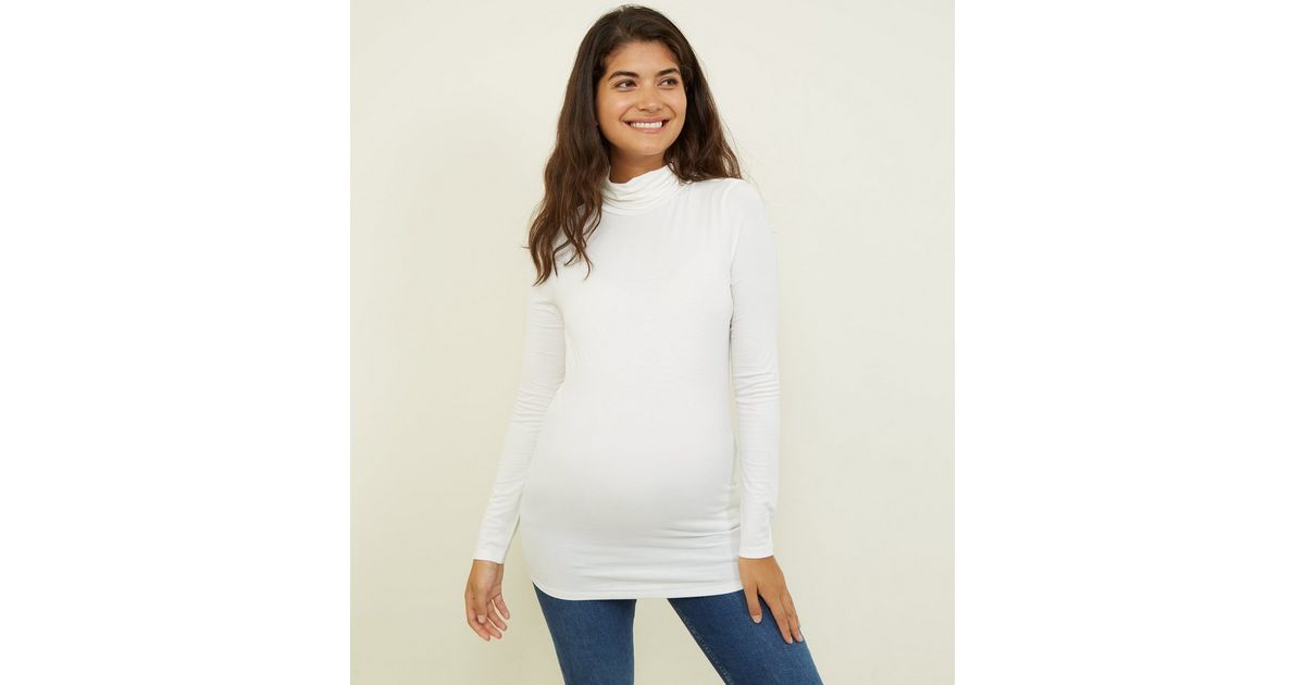 Maternity Off White Roll Neck Top | New Look