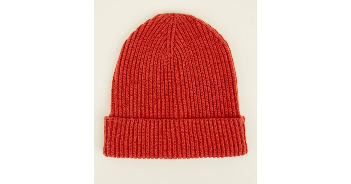 Orange Ribbed Knit Beanie | New Look