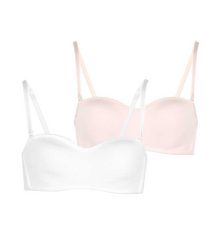 Girls 2 Pack White and Pink Strapless Bra | New Look