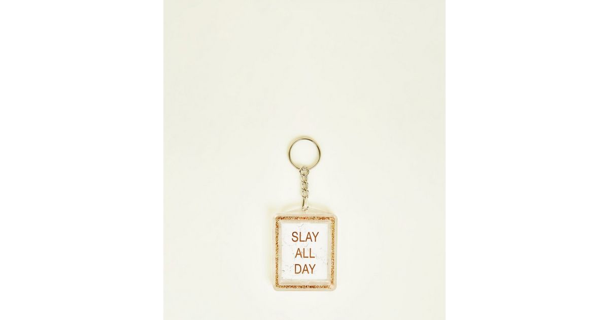 Multicoloured Slay All Day Frame Keyring | New Look