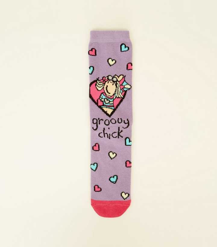 Purple Groovy Chick Logo Socks | New Look