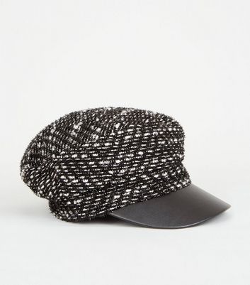 Black Bouclé Baker Boy Cap | New Look
