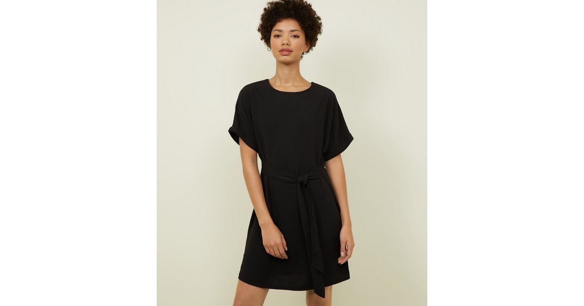 Black Belted Tunic Dress | New Look