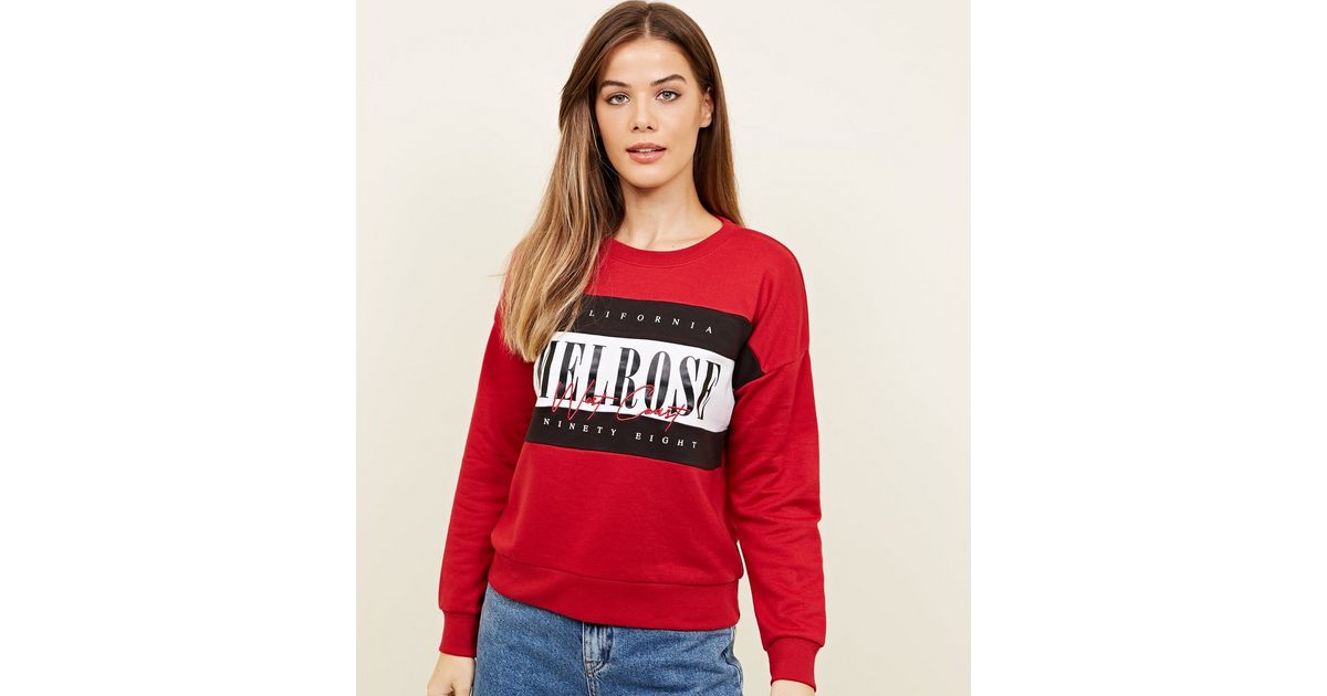 Red Melrose Colour Block Sweatshirt | New Look