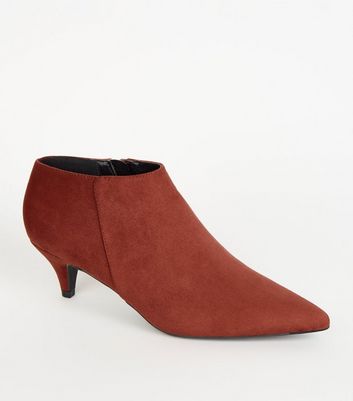 Rust Suedette Kitten Heel Shoe Boots | New Look