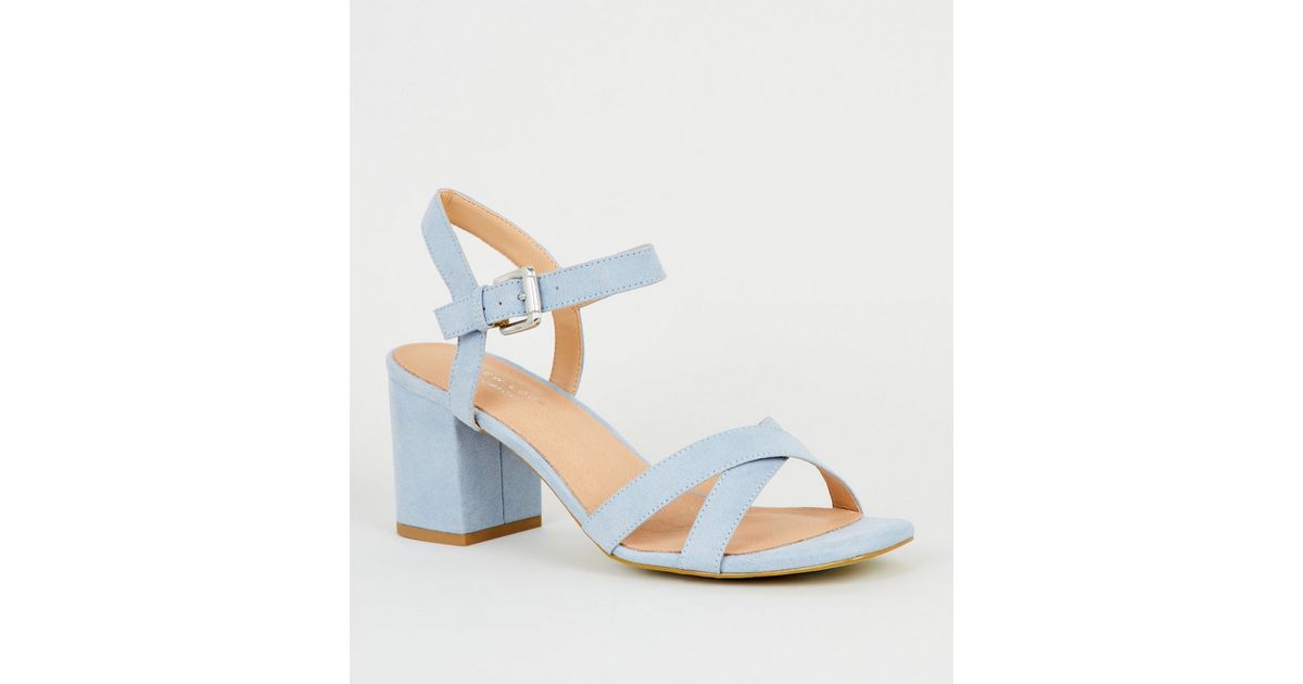 Pale Blue Comfort Flex Low Block Heel Sandals | New Look