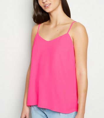 Bright Pink Neon Lattice Back Cami | New Look