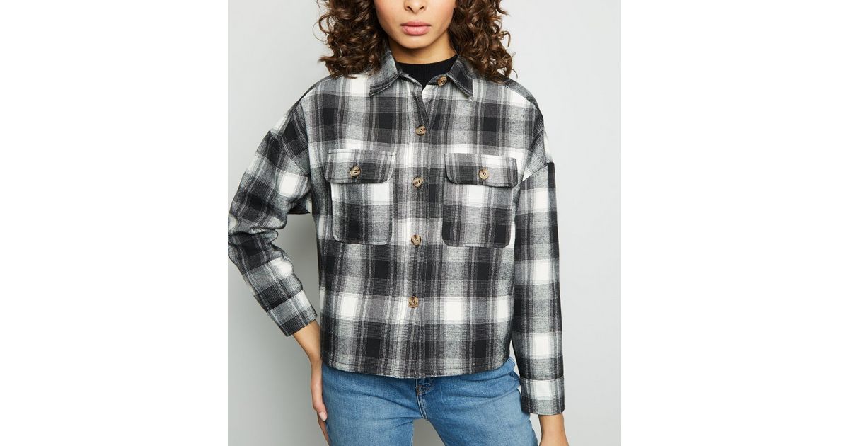 Black Check Borg Lined Trucker Jacket | New Look