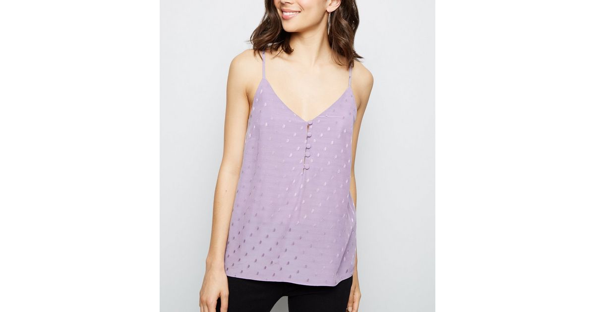 Lilac Jacquard Spot Cami | New Look