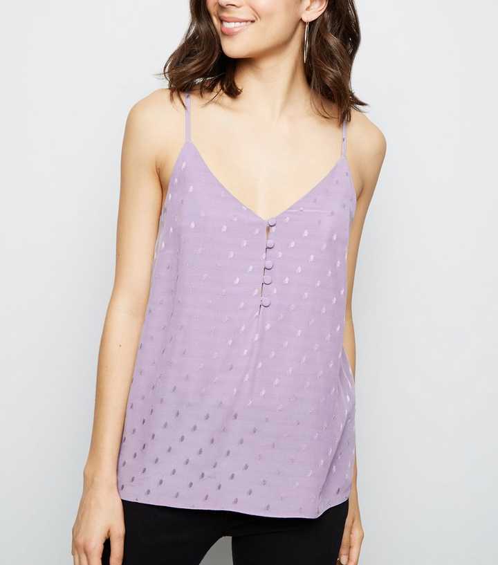 Lilac Jacquard Spot Cami | New Look