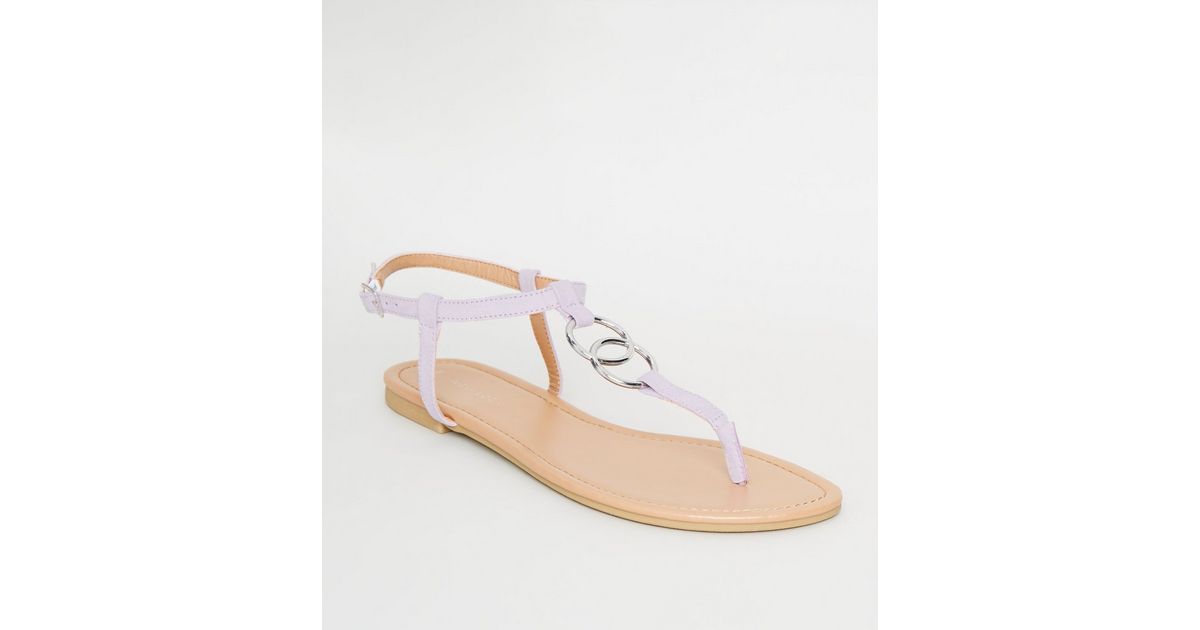 Lilac Ring Strap Flat Sandals | New Look