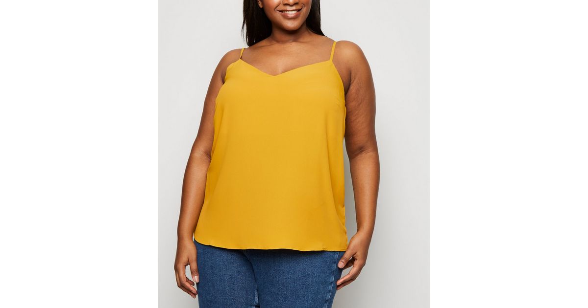 Curves Mustard Lattice Back Cami | New Look