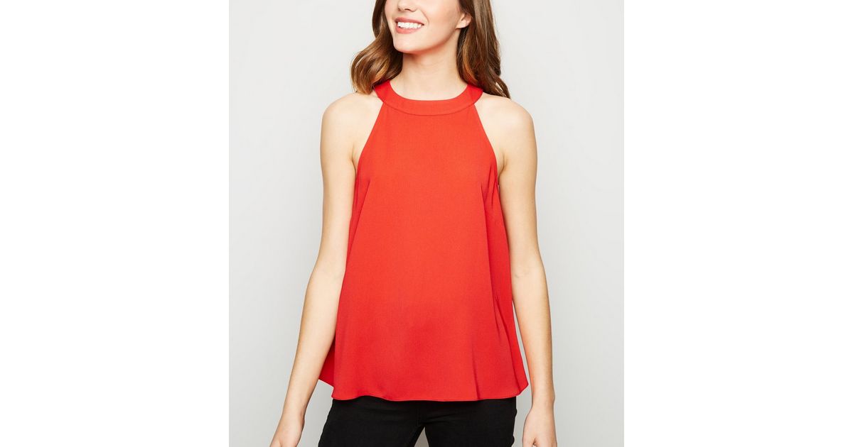 Red High Neck Top | New Look