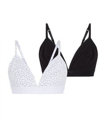 Girls 2 Pack White Spot Triangle Bras | New Look