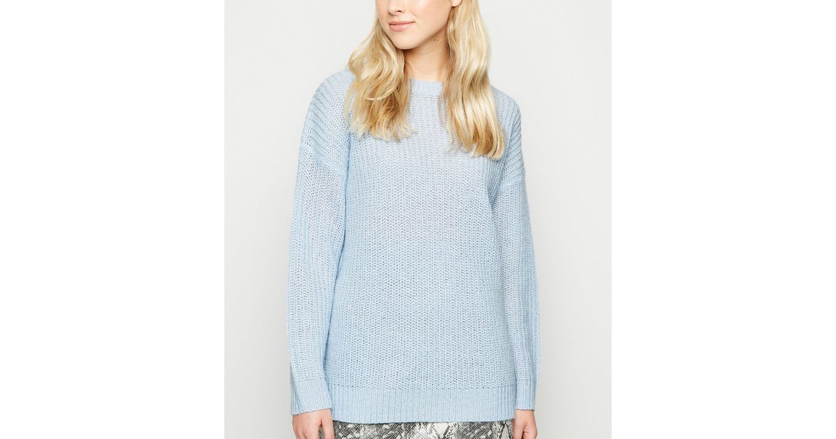 Pale Blue Longline Jumper | New Look