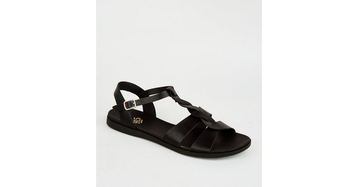 Girls Black Plait Strap Footbed Sandals | New Look