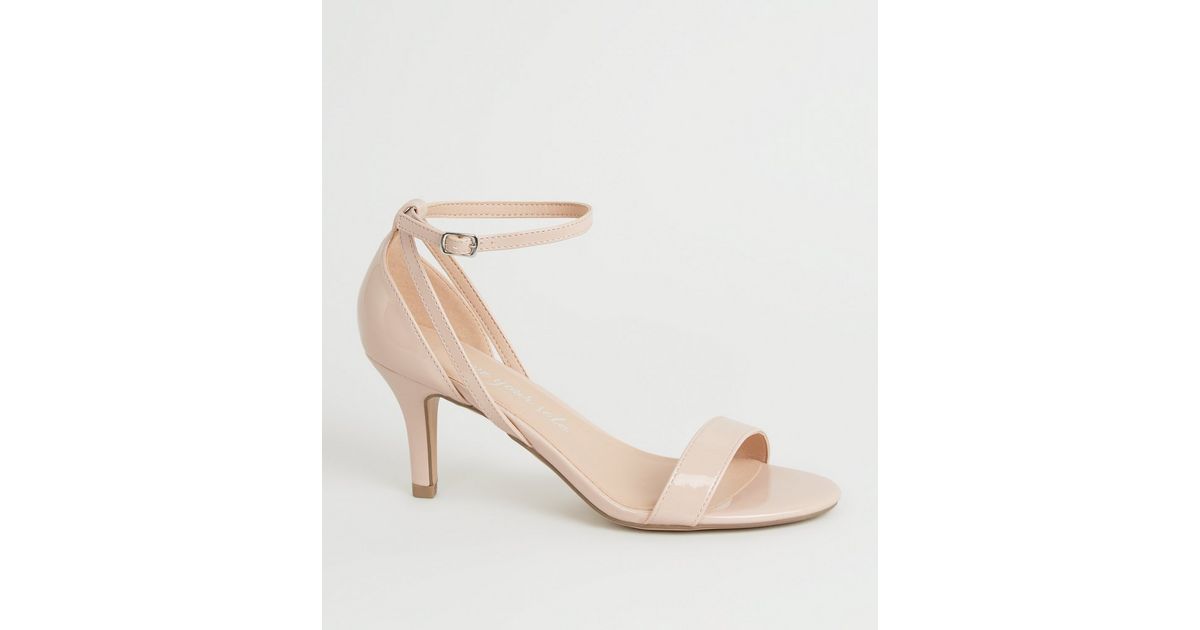 Wide Fit Pale Pink Patent Strappy Stiletto Heels New Look