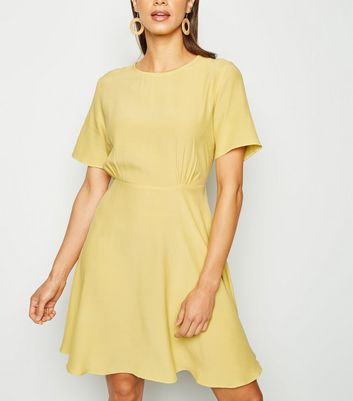 Yellow Round Neck Tea Dress | New Look