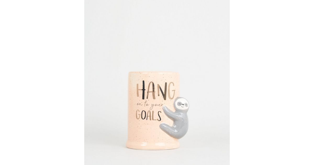 Pale Pink Cylinder Sloth Money Box | New Look