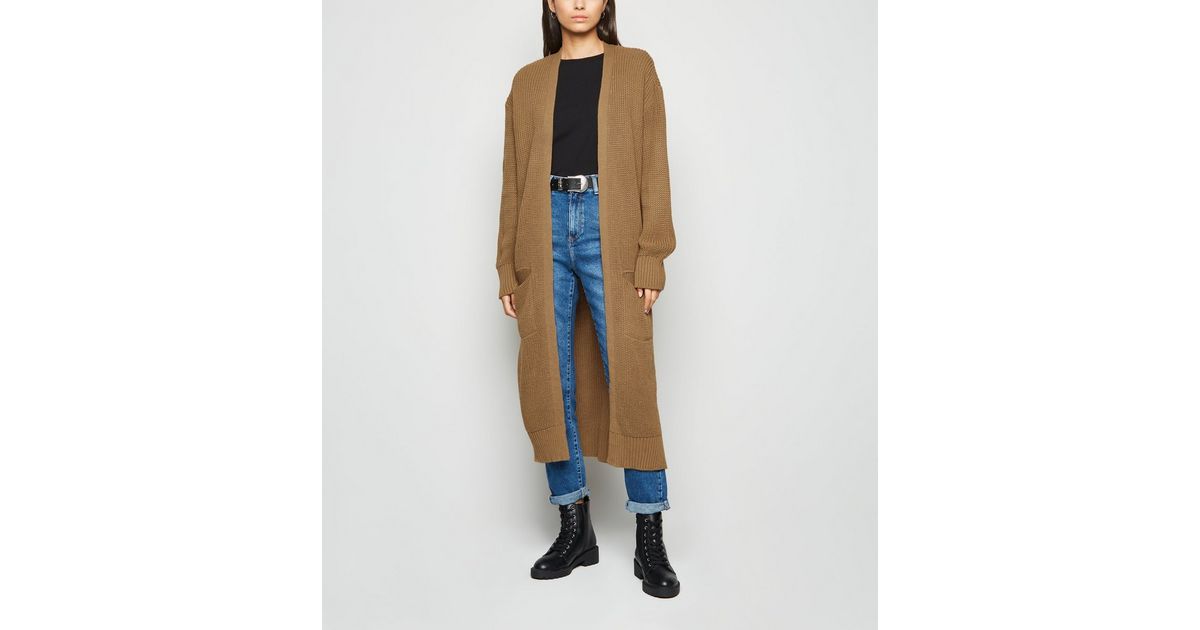 Stone Knit Longline Cardigan | New Look